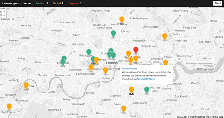 GitHub - almcd/thetweetmap: Real-time tweets mapped by location and ...